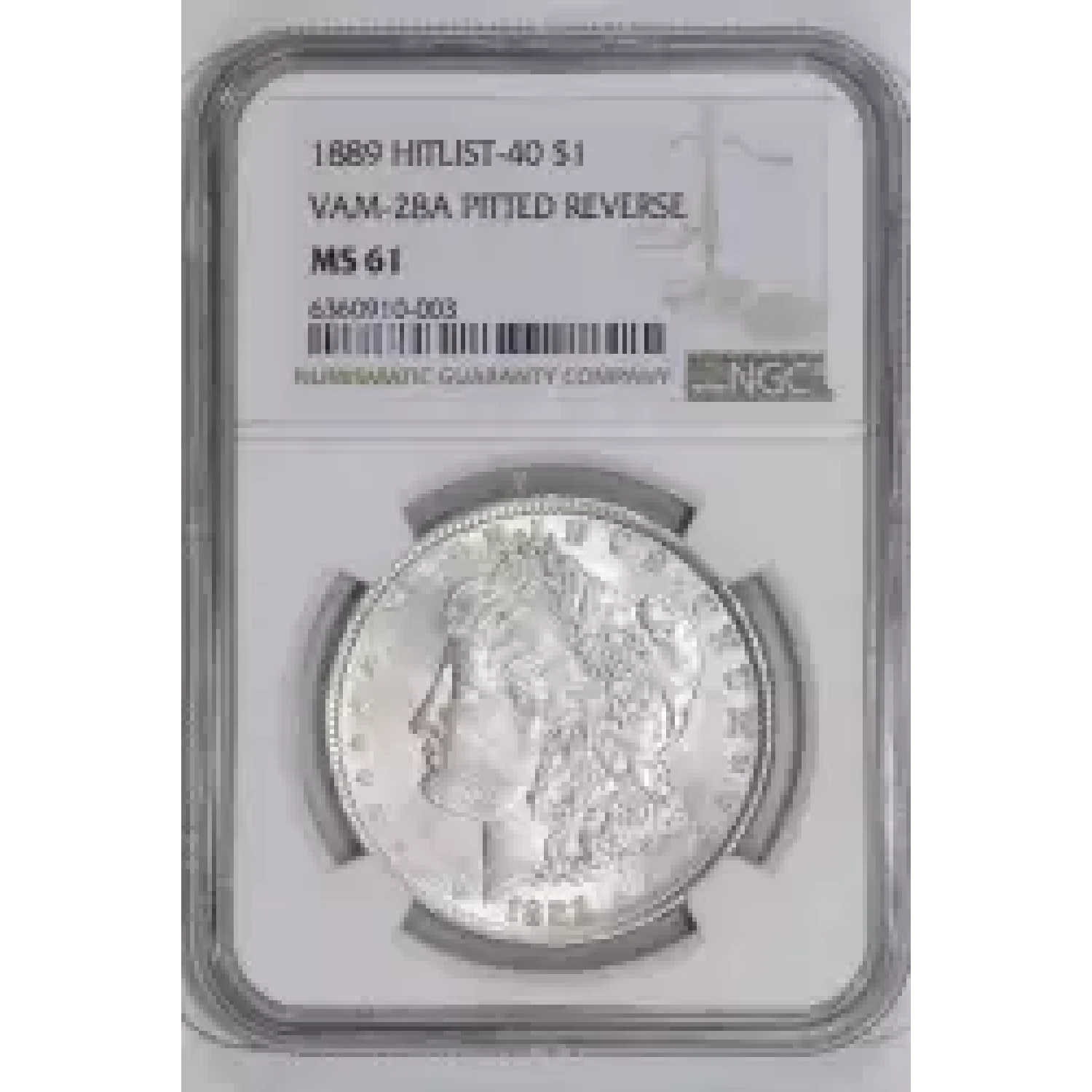 1889 Morgan Silver Dollar NGC MS-61 VAM-28A PITTED REVERSE - Coin ...